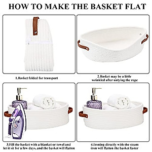 HLWDFLZ Bathroom Countertop Organizer Basket, Cotton Rope Woven Storage Basket Toilet Paper Decorative Basket for Bathroom, Bedroom, Living Room, Entryway (Off White)