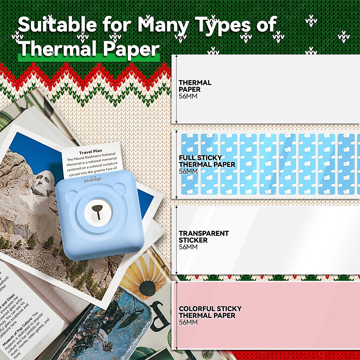 PeriPage A6 Mini Printer, Maximum Printing Width 2", Wireless Bluetooth Portable Thermal Printer, 203 DPI Clear Resolution, Connected Through Mobile APP, Can Print Labels, Stickers, Photos (Gift Box)