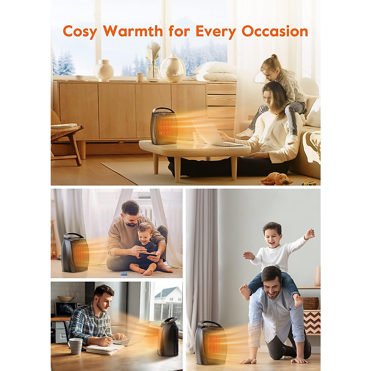 GiveBest Portable Ceramic Space Heater, 1500W/750W Electric Heater with Overheat and Tip Over Protection, Fan Mode,Adjustable Thermostat, Fast Heating Safe Small Heater for Office Room Desk Indoor Use