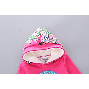 Spring Autumn Winter Little Baby Girls Clothing Set Warm Velvet Hoodie and Pants (18-24Months, Red)