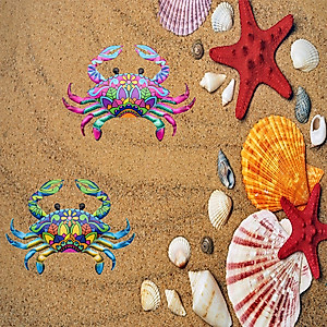 SOBLUING Crab Wall Decor Metal Crabs Decorations, Tiki Bar Wall Decor Coastal Sculptures for Home, Outdoor Wall, Home Door, Window, Ocean Theme Room, Set of 4