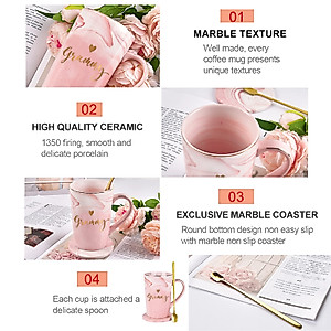 YHRJWN - Grammy Gift, Grandma Coffee Mug, Mothers Day Gifts for Grandma from Grandchildren, Christmas Gifts for Grandma Grammy, Warm Grandma Gifts for Birthday Christmas 14 Oz Pink with Spoon, Box