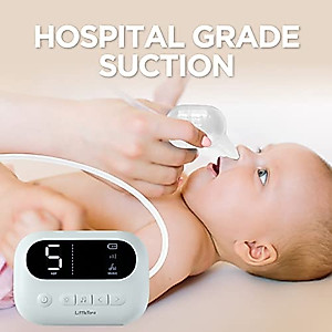 LittleTora Pro Baby Nasal Aspirator - Hospital Grade Suction with Built-in Music & Night Light - Rechargeable Nose Booger Sucker for Infants Babies Kids Toddlers - Snot Removal