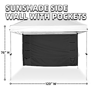 MordenApe Sunshade Sidewall with Storage Net Bag for 10x10 Pop Up Canopy, Instant Canopy SunWall (Fit 10x10 Canopy, Black)