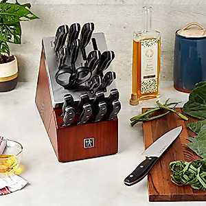 HENCKELS Definition 20-Piece Self-Sharpening Knife Block Set for Paring, Boning, Santoku, Chefs, Carving, Kitchen Shears, German Engineered Informed by 100+ Years of Mastery, Brown, Black, Silver