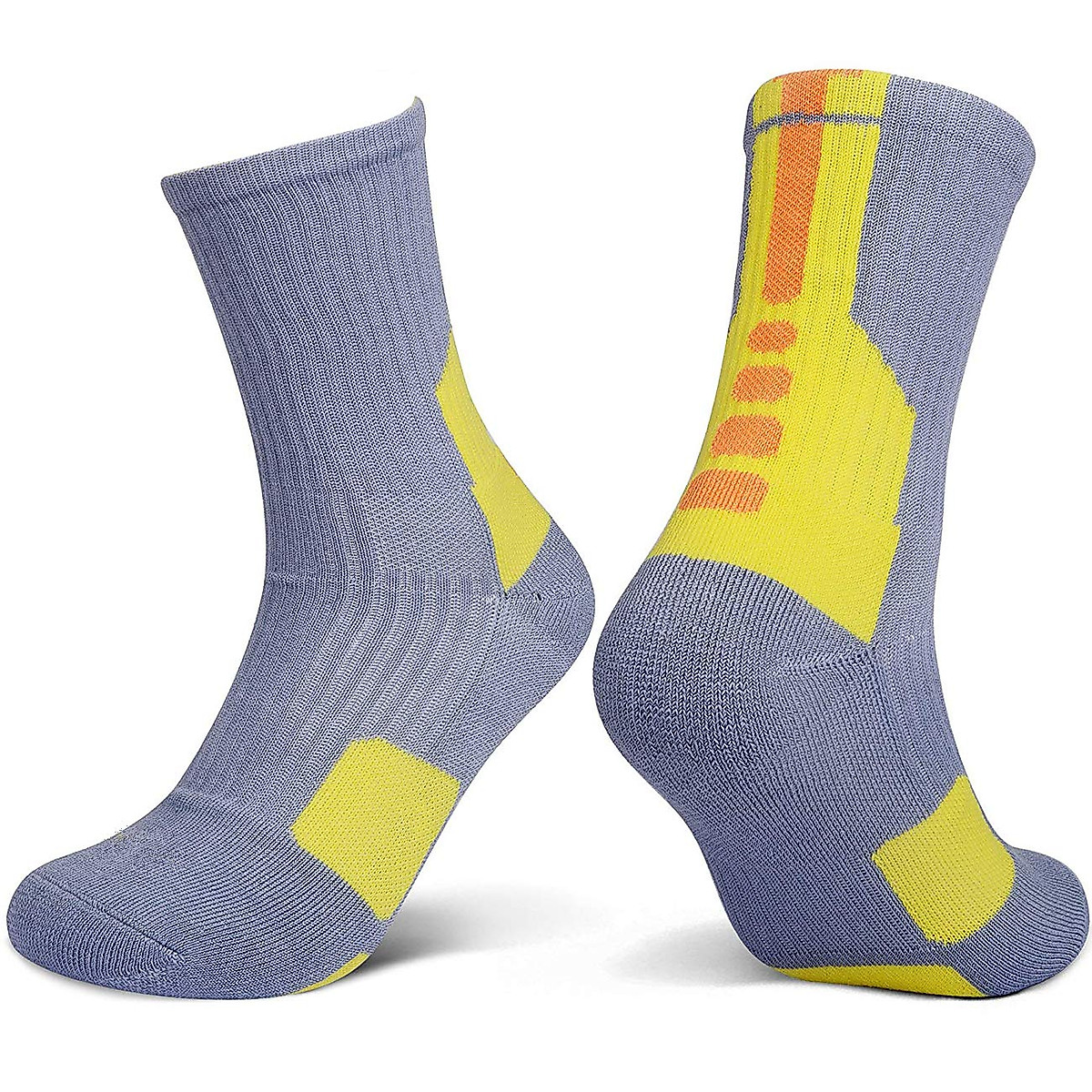 5 Pairs Mens Athletic Crew Socks Basketball Cushioned Thick Sport Long Compression Socks,6.5-11.5