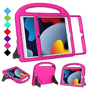 RTOBX iPad 10.2 & 10.5 Case for Kids, iPad 9th/8th/7th Generation 10.2" 2021 2020 2019 Case with Screen Protector, iPad Air 3rd Gen/Pro 10.5 inch Protective Cover with Handle Stand, Pink