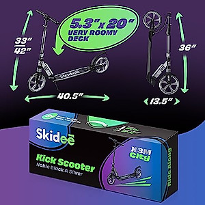 Scooter for Kids Ages 6-12 - Scooters for Teens 12 Years and Up - Adult Scooter with Anti-Shock Suspension - Scooter for Kids 8 Years and Up with 4 Adjustment Levels Handlebar Up to 41 Inches High