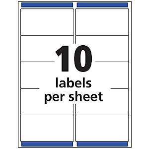 Avery Printable Shipping Labels with Sure Feed, 2" x 4", Matte Clear, 250 Blank Mailing Labels (8663)