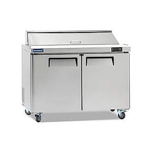 ICECASA 48" W Commercial Refrigerator Sandwich&Salad Prep Table 2 Door Stainless Steel Counter Fan Cooling Refrigerator with 12 pans-48 Inches for Restaurant, Bar, Shop, etc
