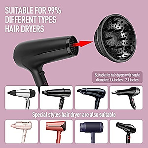 Hair Diffuser, Diffuser Attachment for Hair Dryer, Hair Diffuser For Curly Hair, Diffuser Hair Dryer, Universal Blow Dryer Defuzzer 1.4-2.4'' Nozzle, Anniversary Birthday Gifts for Women Her