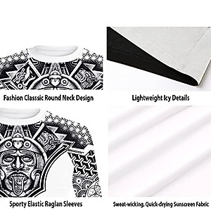 PERSONALFURY - Aztec Sun Calendar Men's Short Sleeves Compression Rash Guard MMA BJJ White Ultra Soft Rash Guard - L