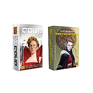Coup Game Bundle Including Coup (The Dystopian Universe) and Coup Reformation Expansion by Indie Boards and Cards (2 Items)