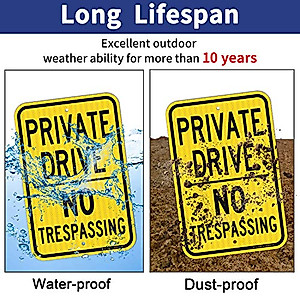 Faittoo Private Drive Sign, No Trespassing Sign, 18 x 12 Inches Engineer Grade Reflective Sheeting Rust Free Aluminum, Weather Resistant, Waterproof, Durable Ink, Easy to Mount, Indoor & Outdoor Use