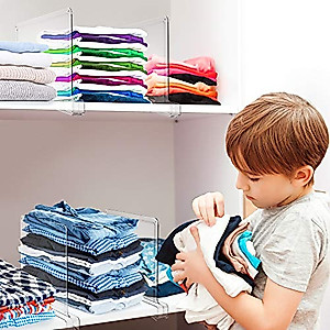 Elavain Heavy Duty Clear Shelf Dividers Closet Organizer | Closet Storage Shelf Organizer | Perfect Home Organization, Closet Organization, Craft Storage Shelves, Clothes Separator | Pack of 4