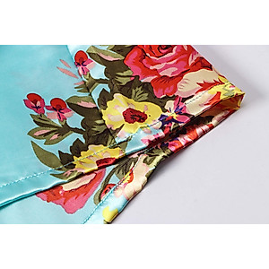 ABC-STAR Women's Floral Kimono Robes Short Satin Bathrobe Silky Sleepwear Dressing Gown for Wedding Getting Ready