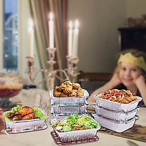 SAITI 50 PCS Christmas Cookie Tins with Lids for Gift Giving, Foil Treat Containers Disposable Food Storage Pan Aluminium Foil Containers for Holiday Leftovers Goodie Container or Cookie Exchange