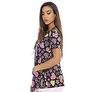 Dreamcrest 217V-9-M Women's Scrub Tops Holiday Scrubs Nursing Scrubs