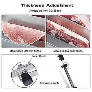 Manual Frozen Meat Slicer, Stainless Steel Meat Cutter Beef Mutton Roll Meat Cheese Food Slicer Vegetable Sheet Slicing Machine, Deli Slicer for Home Kitchen