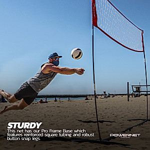 PowerNet Freestanding Volleyball Warm Up Net | Portable Design for Indoor Or Outdoor Use | Foldable One Piece Quick Setup Frame | Great for Hitting Serving Drills Small Scrimmage Or 1 On 1 Game