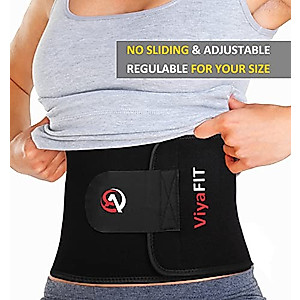 Viyafit Waist Trimmer Belt, Premium Waist Trainer for Women & Men Weight Loss Red