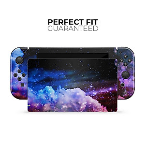 Design Skinz - Compatible with Nintendo Switch OLED Console Bundle - Skin Decal Protective Scratch-Resistant Removable Vinyl Wrap Cover - Purple Blue and Pink Cloud Galaxy