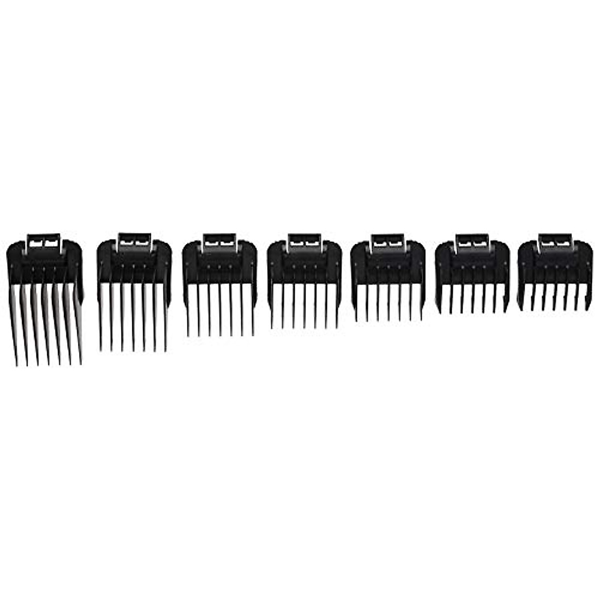 Andis 01380 7pc Snap-On Comb Set, Blade Attachments For MBA, ML And SM Model Trimmers, Black