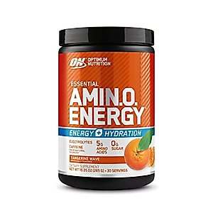 Optimum Nutrition Amino Energy Plus Electrolytes Energy Drink Powder, Caffeine for Pre-Workout Energy, Amino Acids / BCAAs for Post-Workout Recovery, Tangerine Wave, 30 Servings (Packaging May Vary)