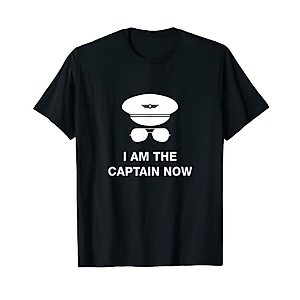 I am the Captain Now funny pilot t-shirt