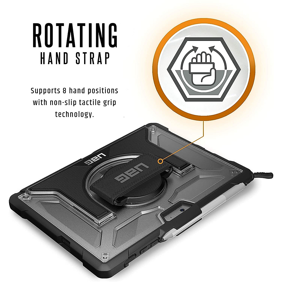 UAG Microsoft Surface Go 3 / Surface Go 2 Case [10.5-inch screen] with Hand Strap & Shoulder Strap Plasma, Ice & Microsoft Surface Go 3 / Surface Go 2 Tempered Glass Anti-Fingerprint & Scratch Resista