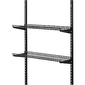 Rubbermaid 2024658 Large Upright Utility Shed Storage Unit Shelving Kit System with Two 25 Pound Capacity Storage Shelves and Installation Hardware