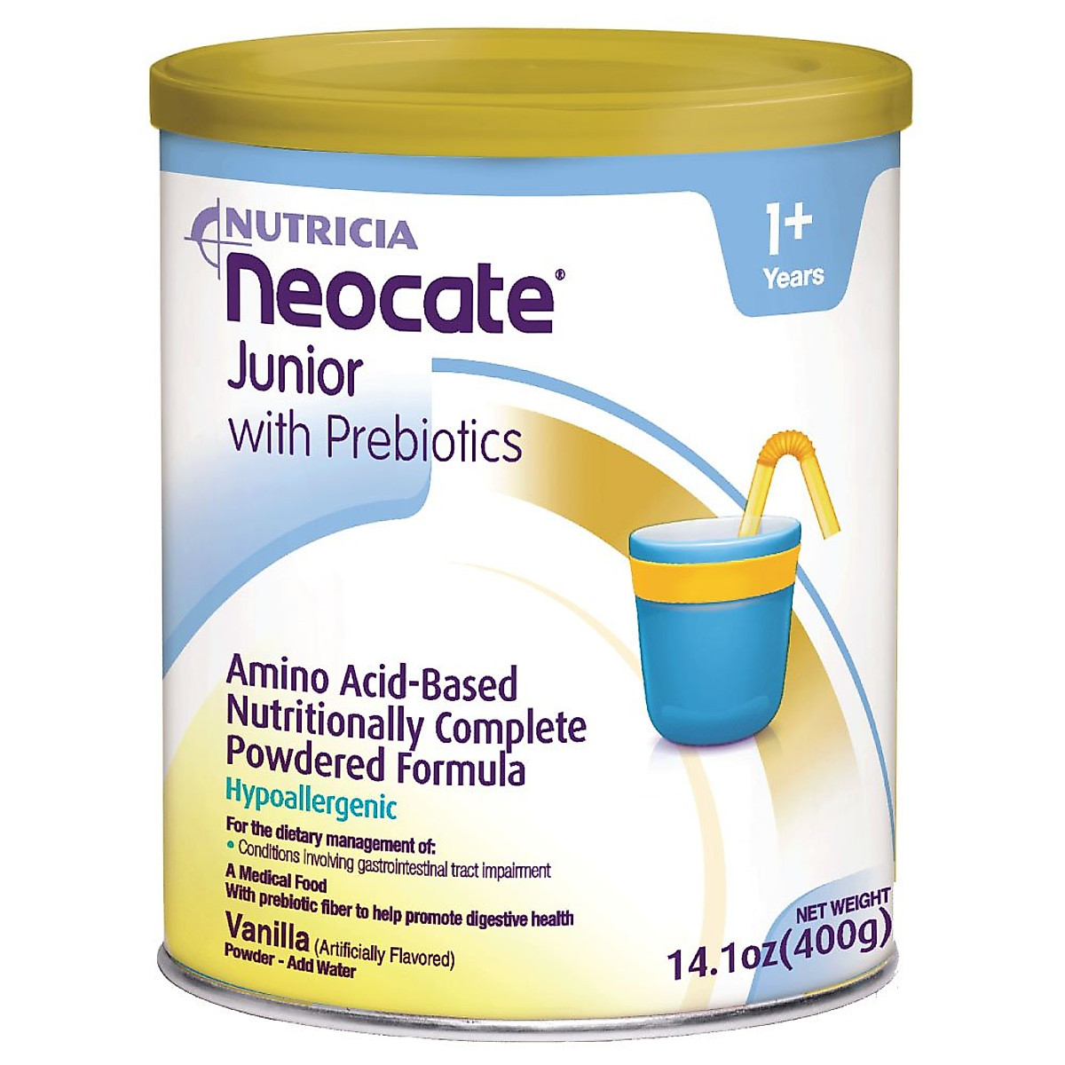 Neocate Junior with Prebiotics, Vanilla, 14.1 oz / 400 g (Case of 4 cans)