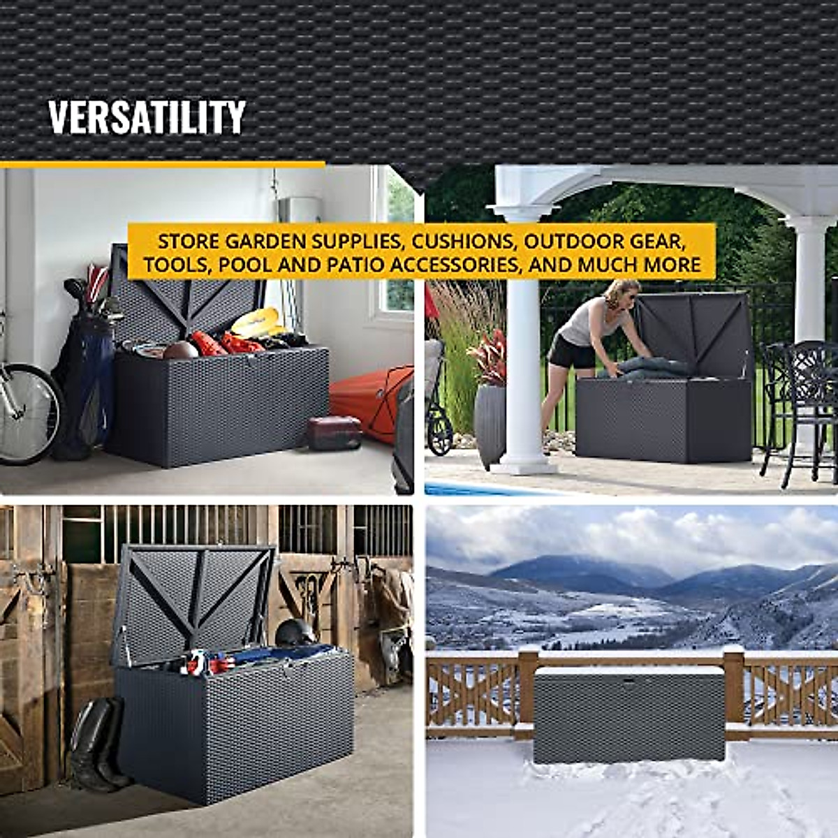 Arrow 4' x 2' x 2' Spacemaker Anthracite 134 Gallon Hot-Dipped Galvanized Steel Storage Deck Box