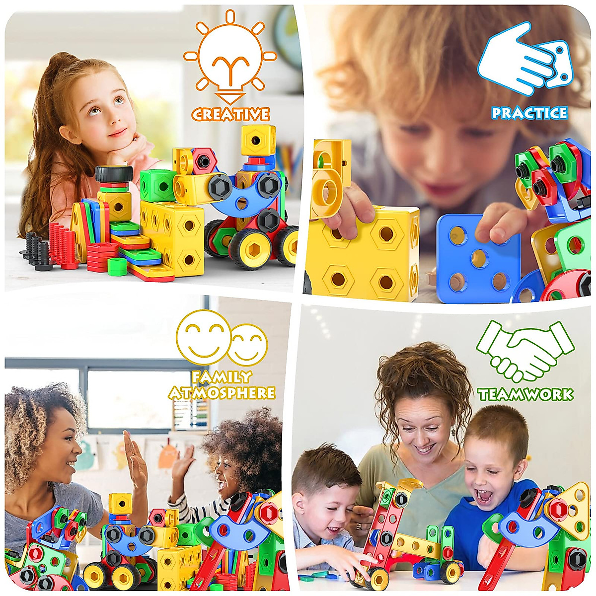 Jasonwell STEM Toys Building Blocks - 116 PCS Educational Construction Tiles Set Engineering Kit Learning Resources Christmas Birthday Gift for Toddlers Kids Ages 3 4 5 6 7 8 9 10 Year Old Boys Girls