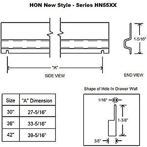 HON Lateral File Bars for a 30" Wide Cabinet (2/per Set)