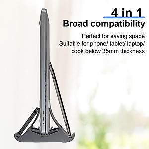 AmazeFan Vertical Laptop Stand Holder-Gravity Locking Holder Dock Space Saving Organizers and Storage for Desk-Compatible with MacBook/Air Pro/iPad/Dell/(Up to 17'')-Gray