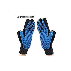 [Upgrade version]Pet Grooming Glove- Efficient Pet Hair Remover gloves- Gentle Deshedding Brush- Massage glove with Enhanced Five Finger Design- Perfect for Dogs & Cats with Long & Short Fur - 1 Pair