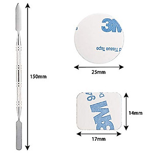 Allwon 100Pcs Metal Stickers for Magnetic Palette Empty Eyeshadow Makeup Palette + Depotting Spatula (50Pcs Round + 50Pcs Square)