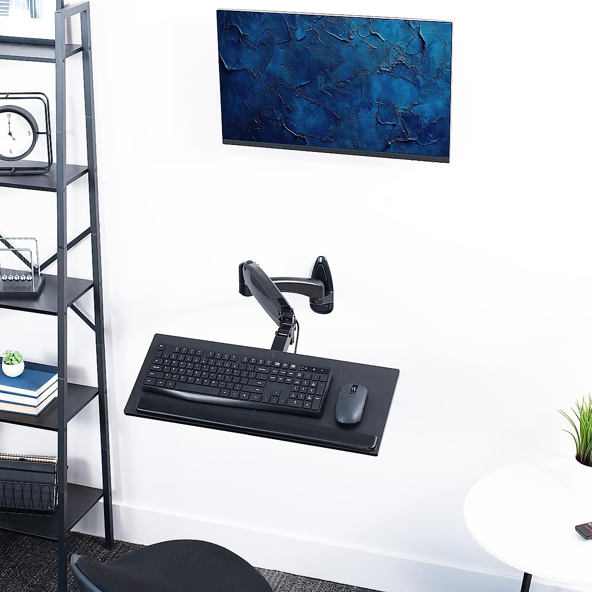 VIVO Sit-Stand 24 Inch Pneumatic Spring Keyboard and Mouse Tray Wall Mount, Counterbalance Height Adjustable Typing Platform, Ergonomic Tilt, Black, MOUNT-KB35B