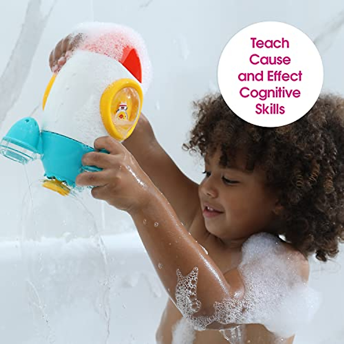 Edushape Fill & Spin Water Rocket - Toddler Bath Toys - Strainer Bathtub Toy - Early Child Development Boys & Girls Water Bath Toy - Baby Bath Toys for Toddlers 1-3 - Cause & Effect, Cognitive Skills