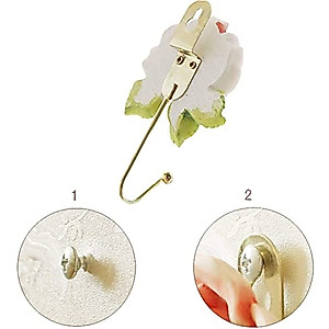 OPENDGO 3PCS Rose Resin Wall Hooks Wall Mounted Creative Flower Iron Hook for Hanging Coat/Hat/Key/Towel/Handbag Hooks/Hangers Room Wall Decor
