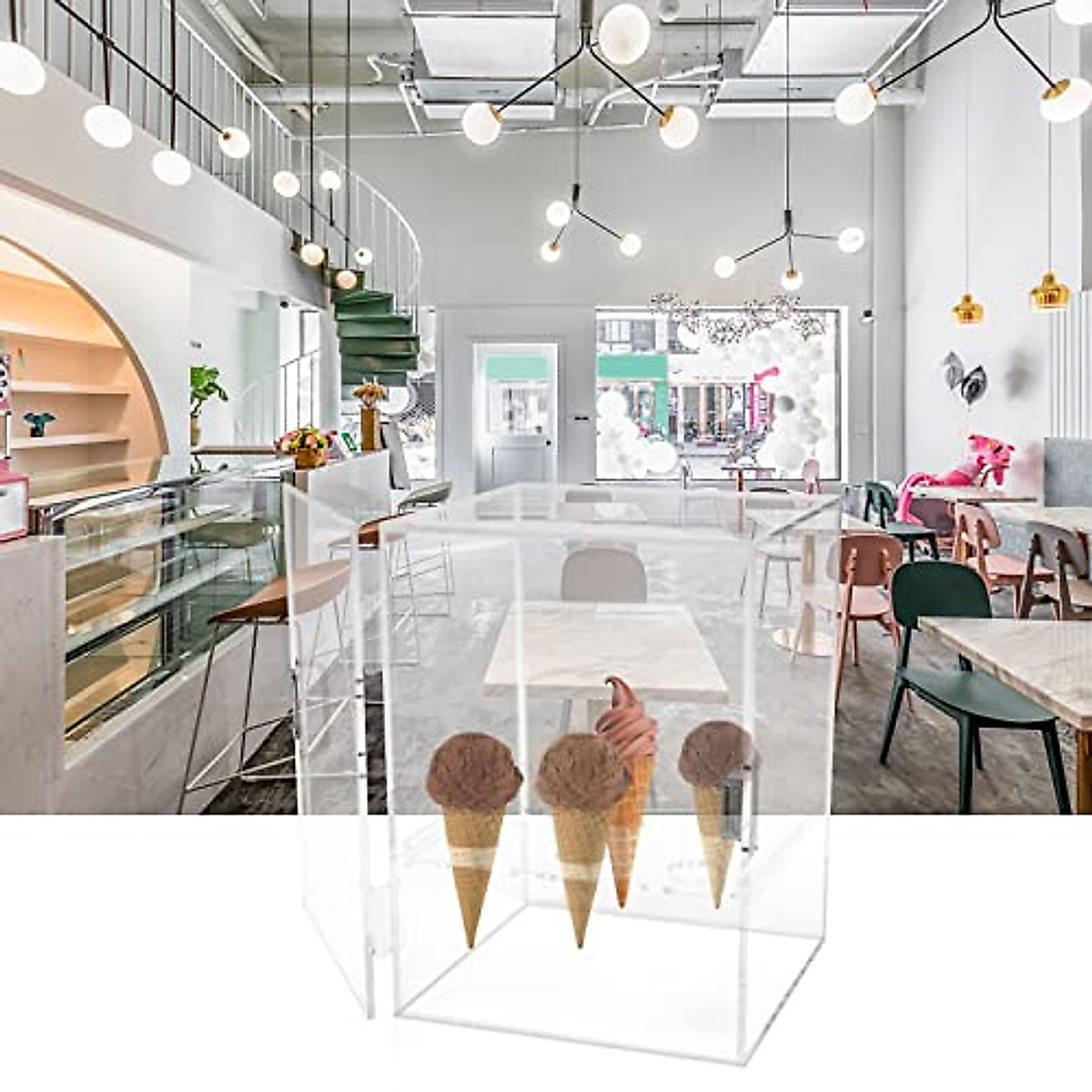 LYNICESHOP 9 Holes Ice Cream Cone Holder, Clear Acrylic Display Cabinet, Transparent Ice Cream Cone Bracket, Ice Cream Display Stand Holder for Dessert Shop and Ice Cream Fair