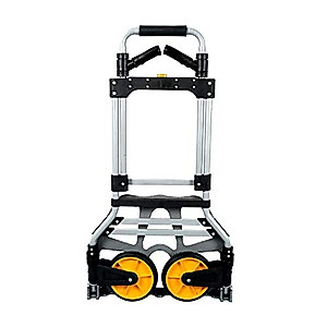 Portable Folding Handcart Folding Trolley Cart Pull Goods Trailer Silent Luggage Cart Moving Small Cart Trolley with Handrail Big Wheels Multi Function Folding Handcart