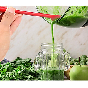 Patelai 3 Pieces Silicone Jar Spatula Long Handle Rubber Spatula Heat Resistant Non-Stick Silicone Scraper Kitchen Silicone Spatula with Stainless Steel Core for Baking (Red, Black, Light Green)