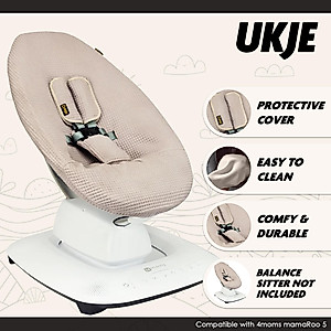 Ukje Protective Swing Cover Compatible with 4moms RockaRoo or MamaRoo 5, Multi-Motion Baby Swing, Baby Swing Liners, Baby Rocker Cover, Easy to Install, Easy to Wash, Handmade in Europe - Taupe