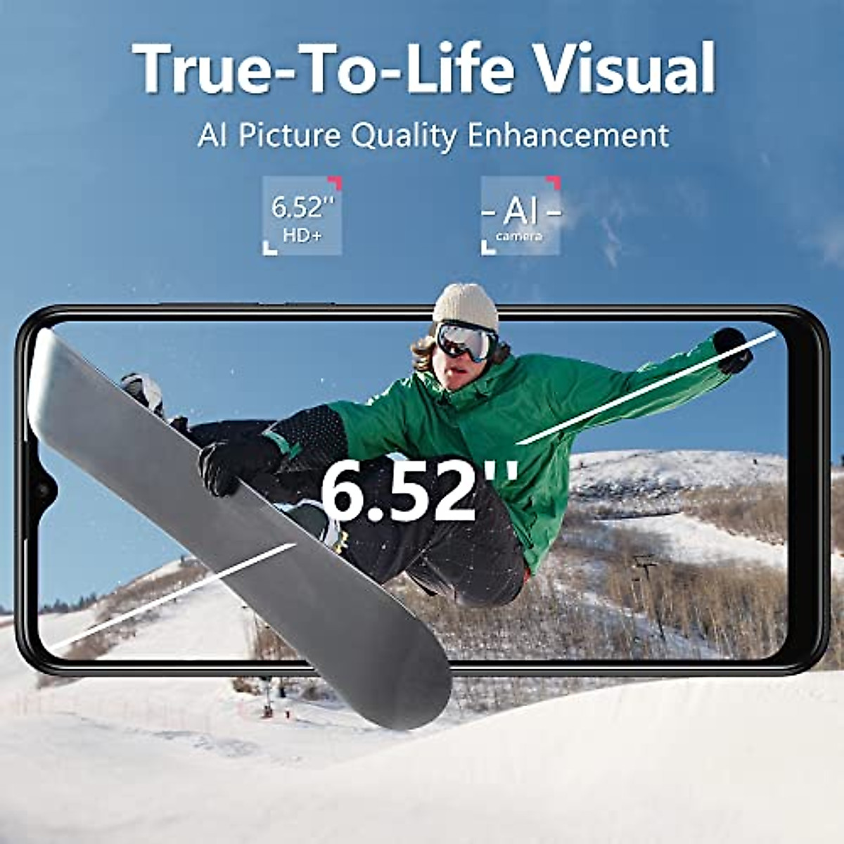 TCL 30 SE Unlocked Cell Phone, 128GB ROM + 4GB RAM Android Phone, 6.52" HD Display Cell Phone, Smartphone with 50MP AI Triple-Camera, 5000mAh Battery, US Version Mobile Phone, Phone, Atlantic Blue