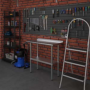 AmGood 36" Long x 18" Deep Stainless Steel Work Table with 1.5" Backsplash | Metal Kitchen Food Prep Table | NSF