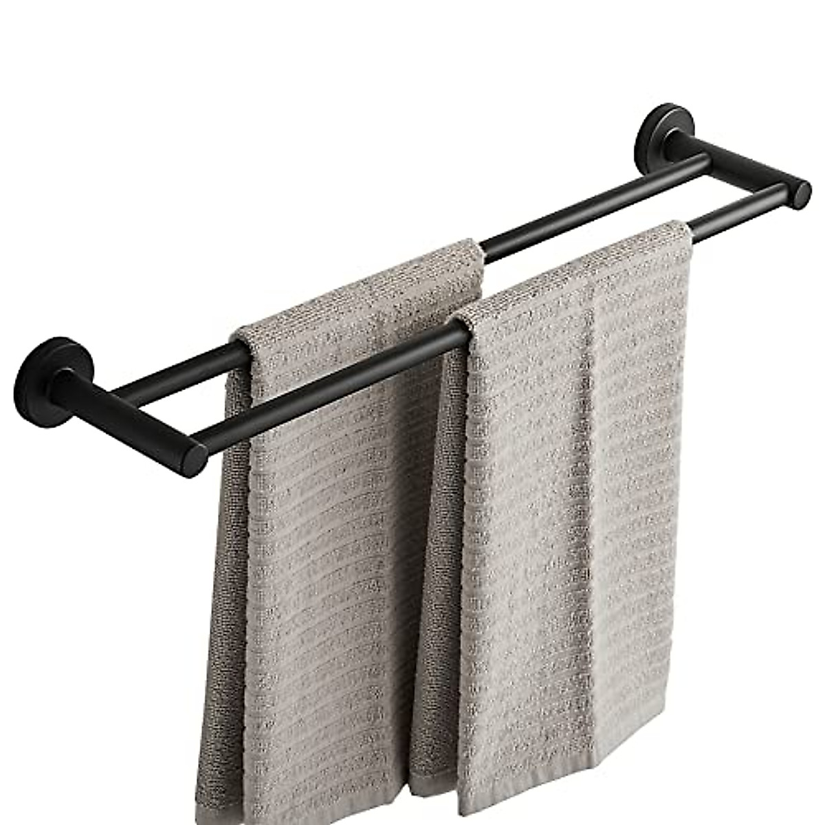 Bath Towel Bar Black Bathroom Towel Rack, Punch-Free Bathroom Rack, Stainless Steel Hand-Washing Towel Bar Double-Layer Household Towel Holder (Color : Elegant Black 40cm)
