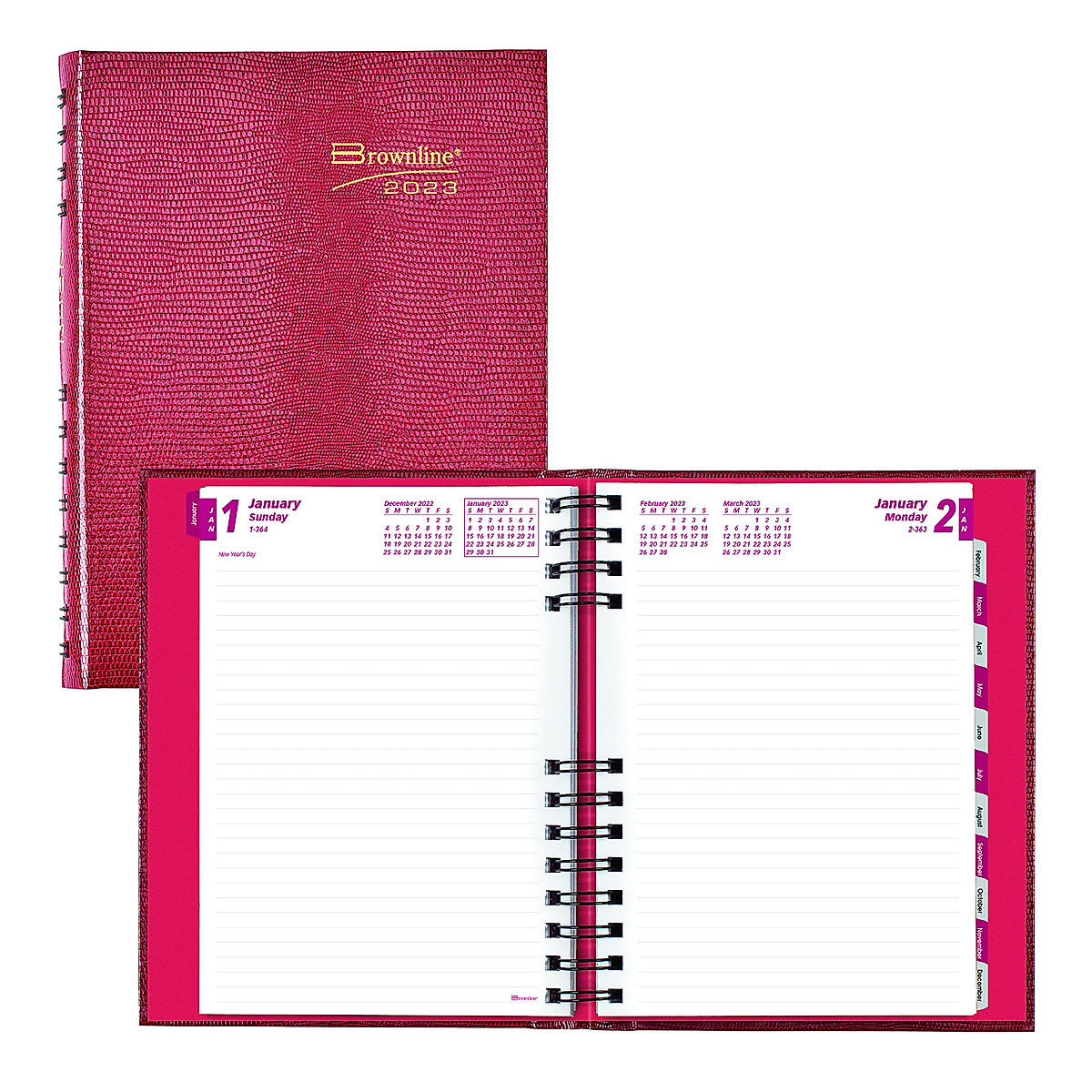 Brownline 2023 CoilPro Daily/Monthly Planner, Untimed Journal, 12 Months, January to December, Twin-Wire Binding, 8.25" x 5.75", Bright Red (CB389C.RED-23)