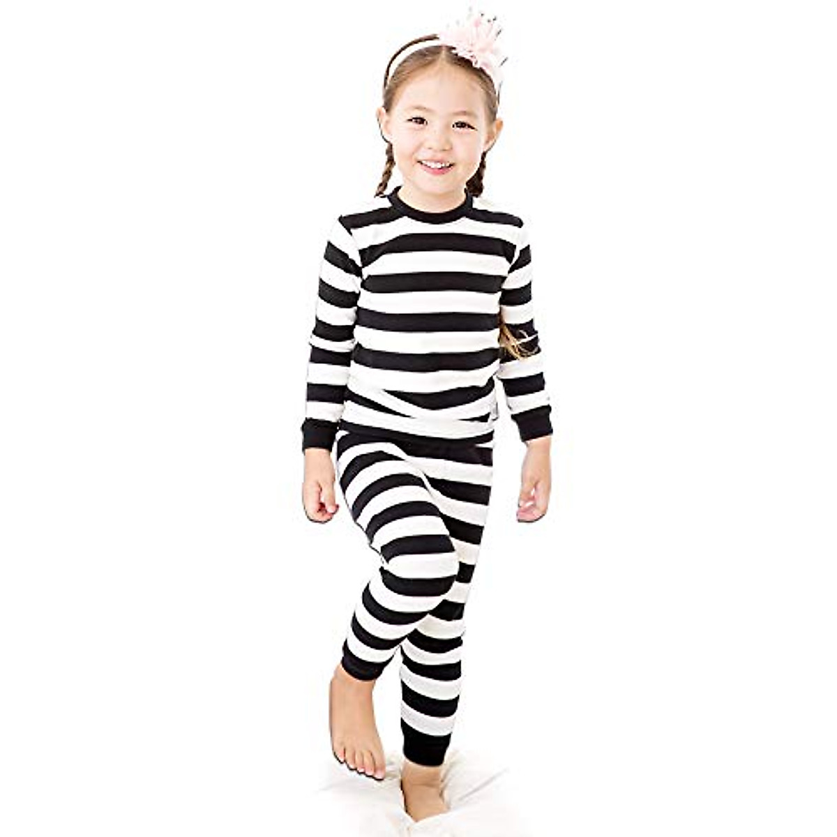 VAENAIT BABY Kids Girls Sleepwear Pajama 2pcs Set Color Magic Black White XL